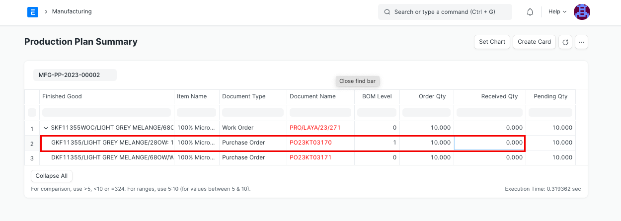 Production Plan Summary Report Not showing Quantity received from Subcontracting · Issue #35225 ...