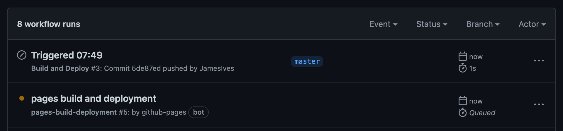 Will cancel default GitHub build and deploy workflow, triggering email notification on each push ...