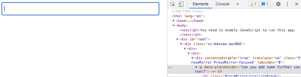 [React][ext-placeholder]: The Placeholder extension doesn't work with ...