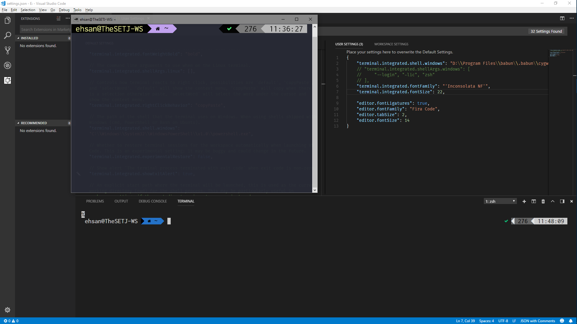 Zsh Theme Is Not Displayed Right In Integrated Terminal On Windows