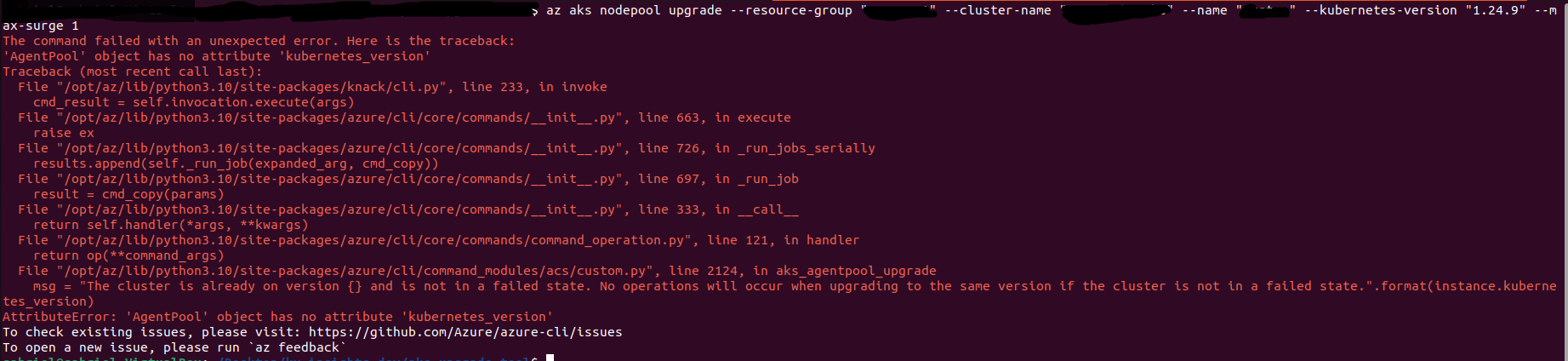 Upgrade Nodepool Command Fails With Attributeerror On Cli 2 45 0 · Issue 25530 · Azure Azure