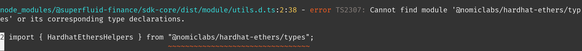 [SDK-CORE] `@nomiclabs/hardhat-ethers/types` is in published package but not specified as a ...