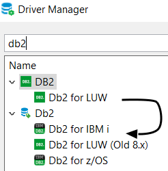Db2 drivers not grupped together anymore · Issue #18985 · dbeaver/dbeaver · GitHub