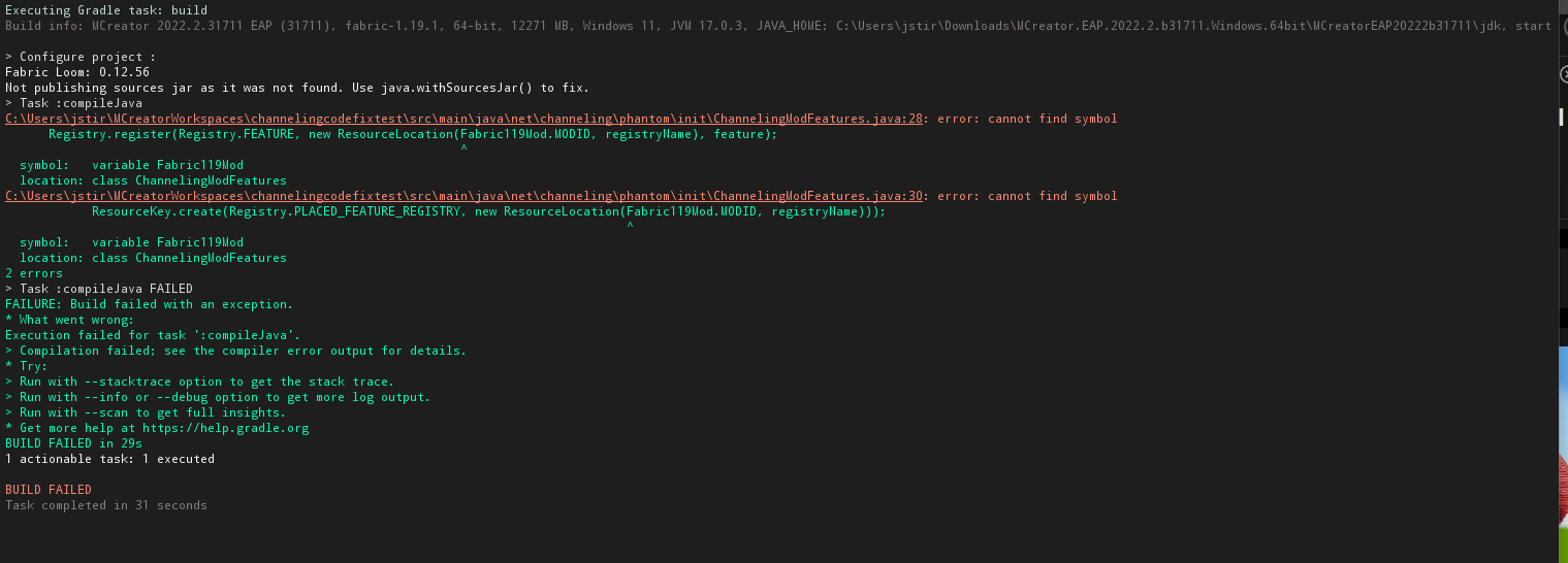 Build error every time I build · Issue #225 · Goldorion/Fabric-Generator-MCreator · GitHub