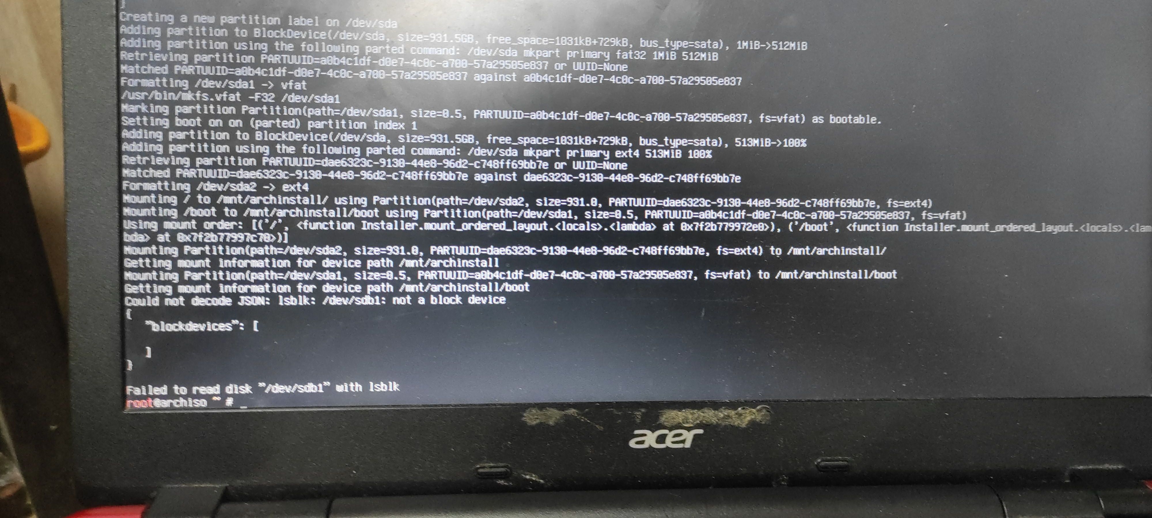 Problem With Partitioning · Issue 1599 · Archlinuxarchinstall · Github 3599