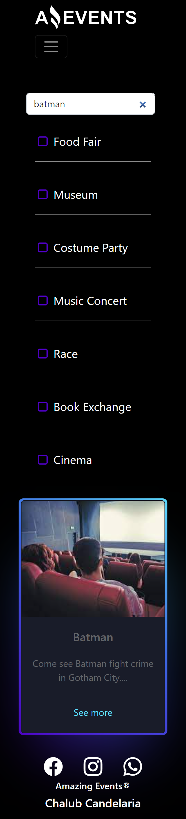 GitHub - CandelariaChalub/AmazingEvents: Pagina de eventos Amazing Events con un diseño muy ...