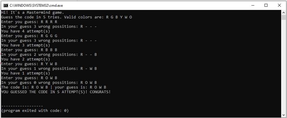 GitHub - atcx-uholnikov/mastermind_game: The goal of the game is to guess a randomly generated ...