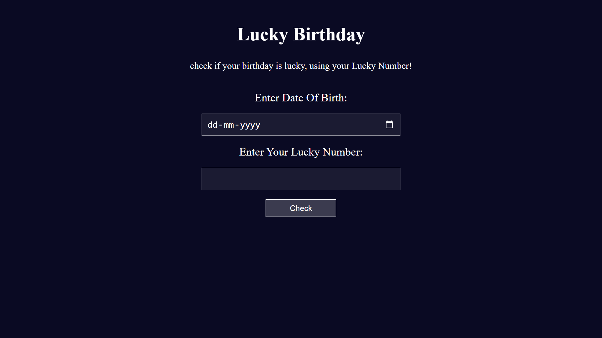 GitHub - 4bhish/lucky-birthday: A fun app where user checks whether ...