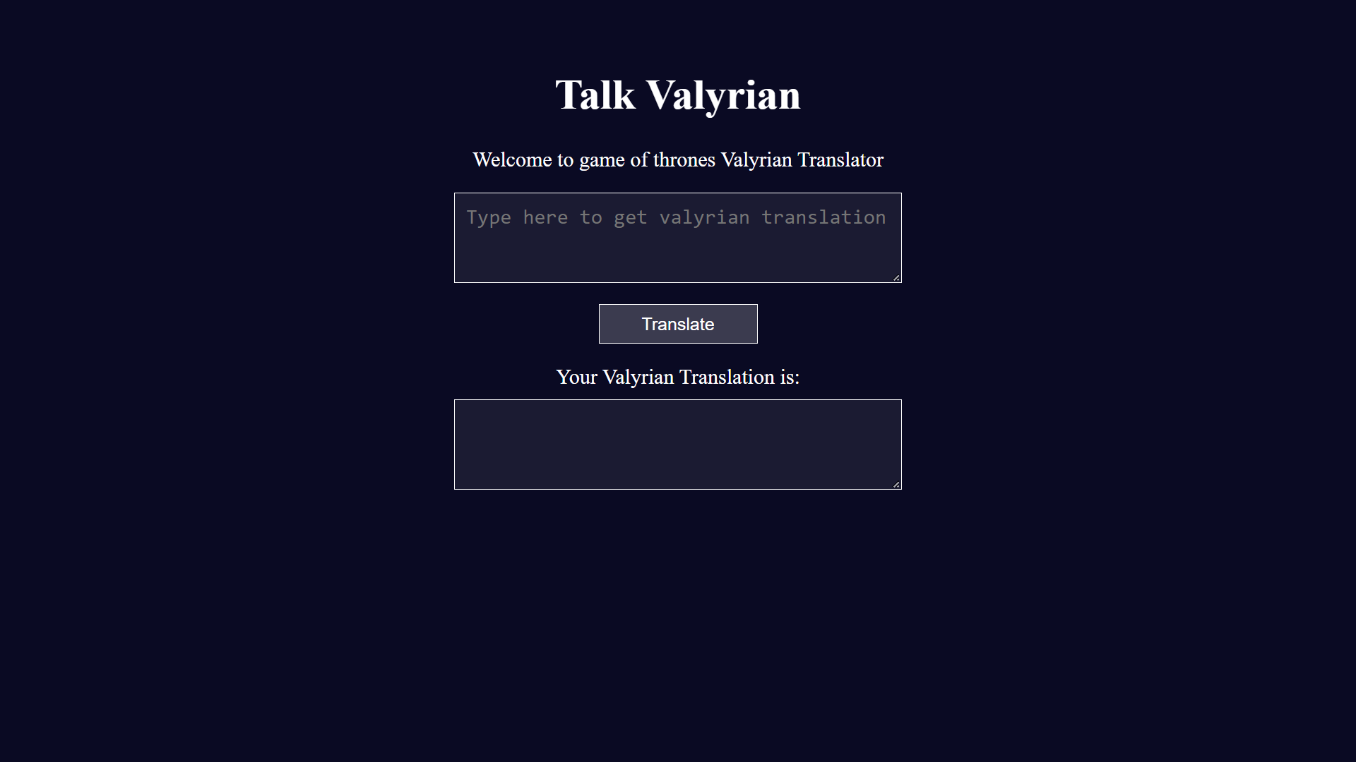 GitHub - 4bhish/valyrian-translator: A web app where user can translate to game of thrones ...