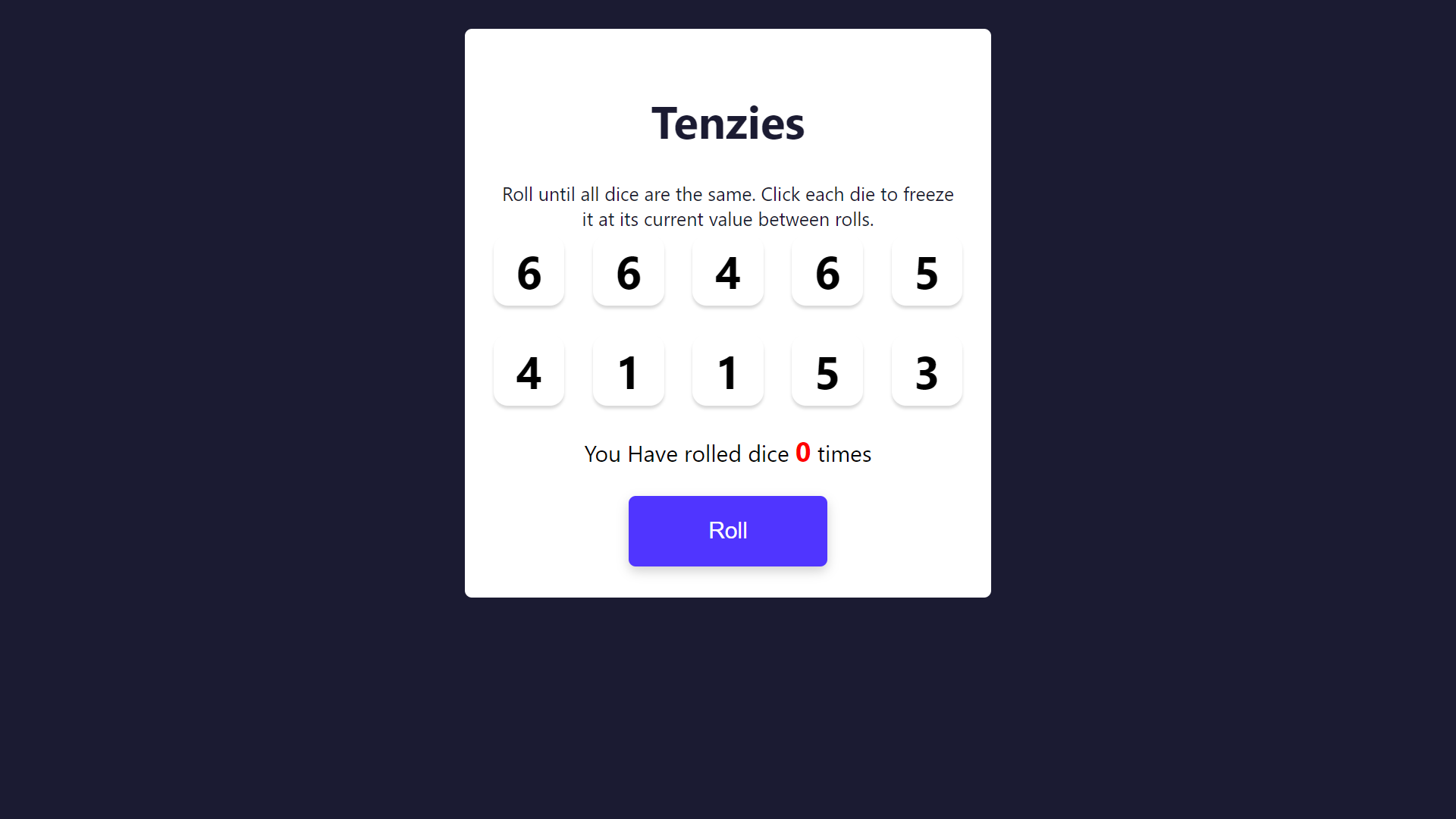 GitHub - 4bhish/Tenzies-game: A react app for tenzies game.