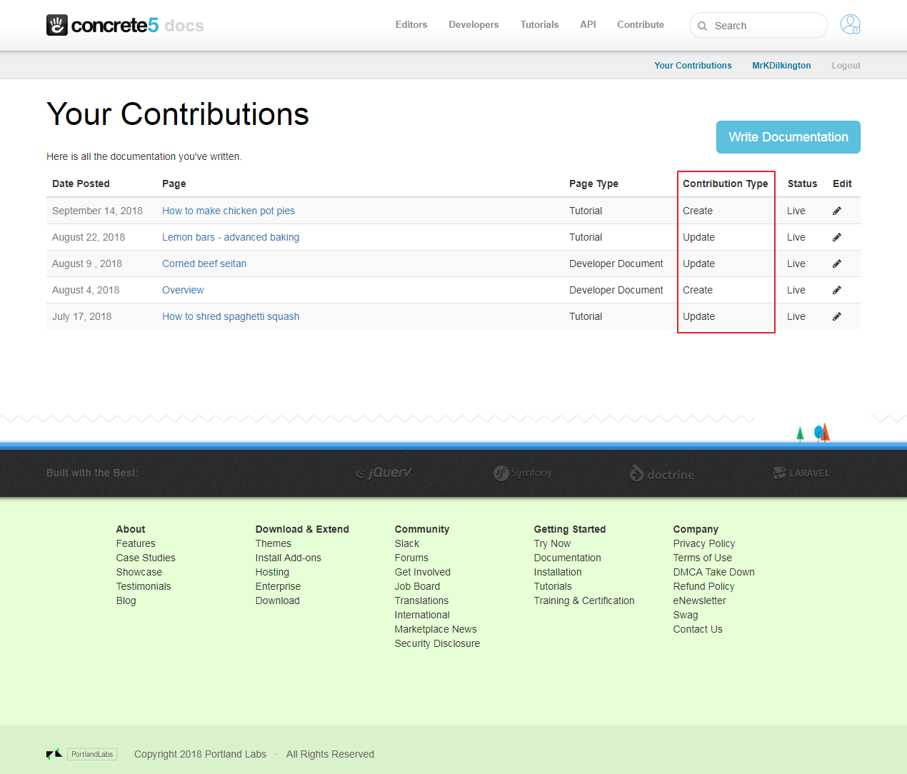 Add a "Contribution Type" to the Your Contributions page for created and updated pages · Issue ...