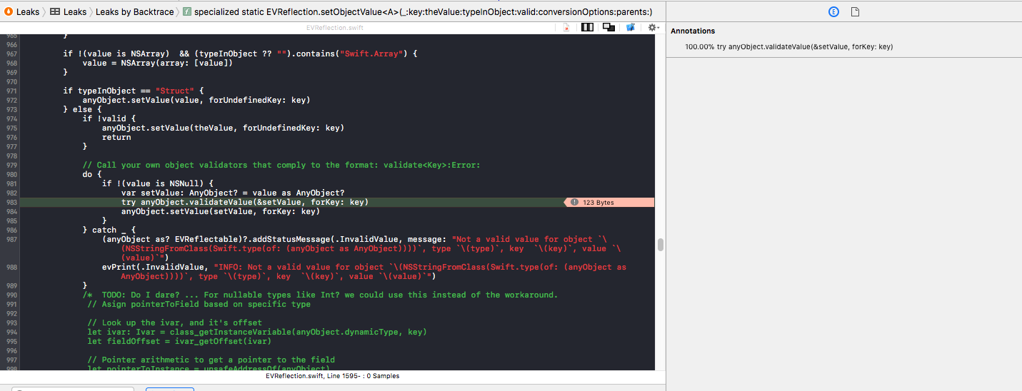 Memory leaks with setObjectValue function · Issue #272 · evermeer/EVReflection · GitHub
