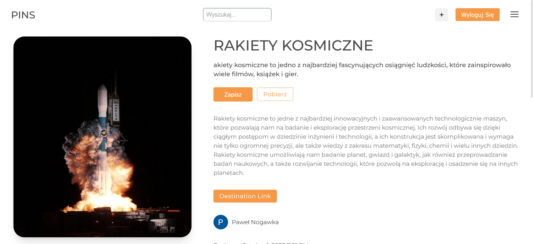 GitHub - PawelNogawka/pins-app