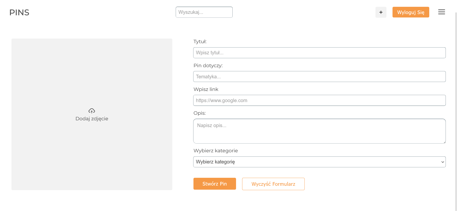GitHub - PawelNogawka/pins-app