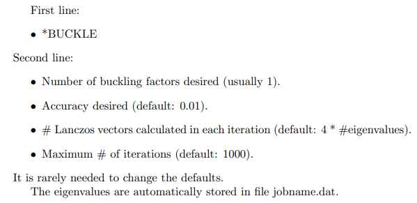 Changes in *BUCKLE definition · Issue #57 · Dhondtguido/CalculiX · GitHub