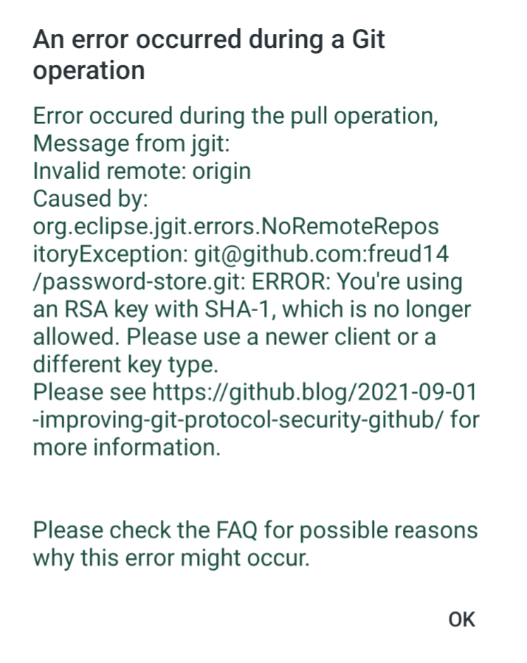 [BUG] Github: "You're using an RSA key with SHA-1, which is no longer valid." · Issue #1899 ...
