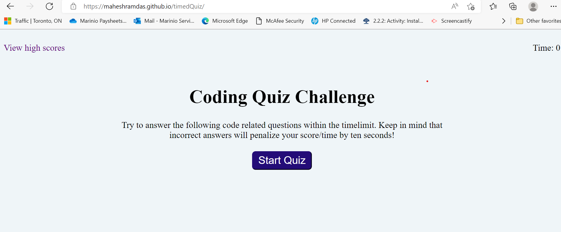 GitHub - maheshramdas/timedQuiz