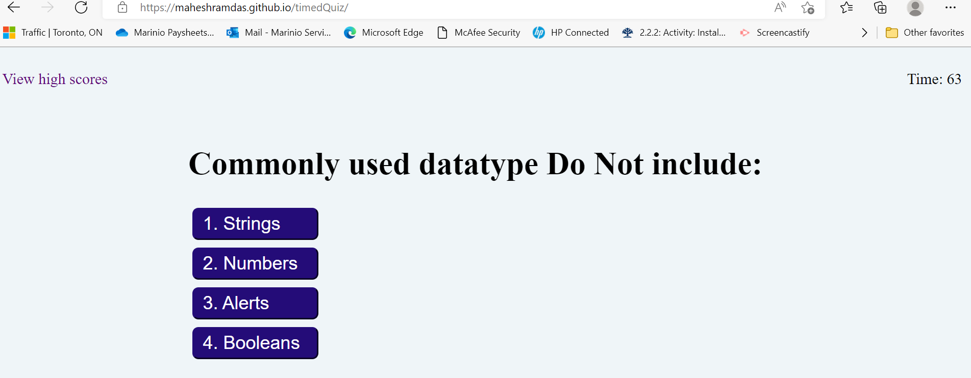GitHub - maheshramdas/timedQuiz