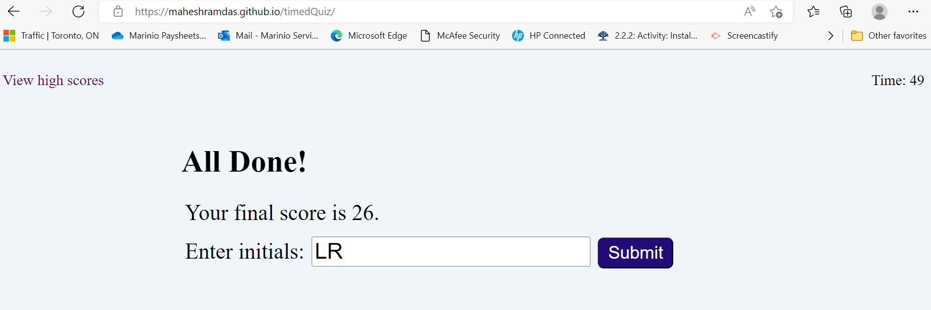 GitHub - maheshramdas/timedQuiz
