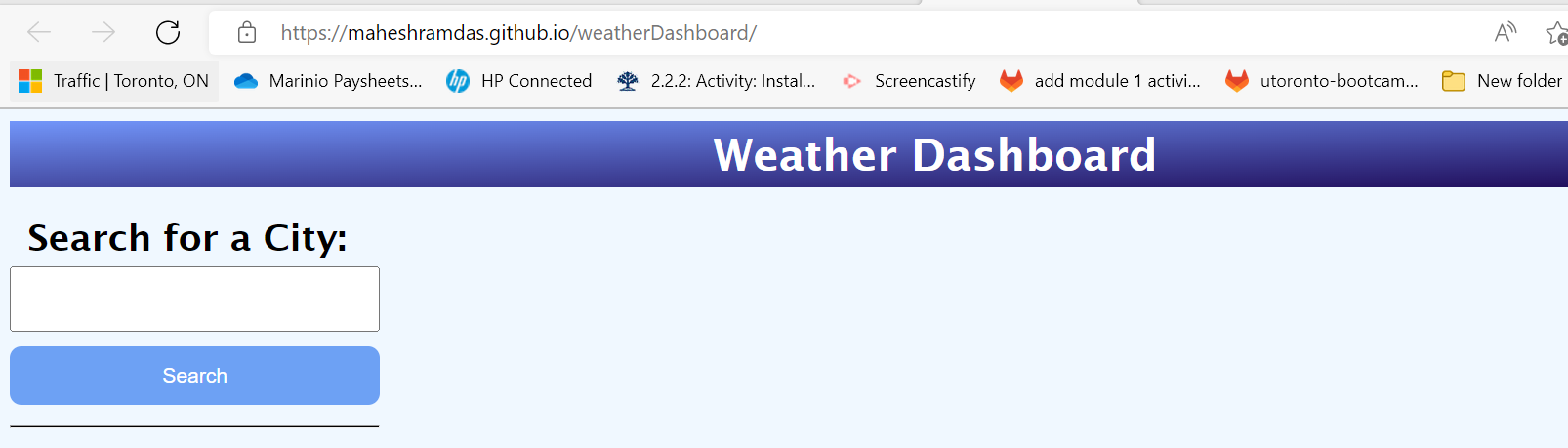 GitHub - maheshramdas/weatherDashboard: A webpage to to retrieve ...