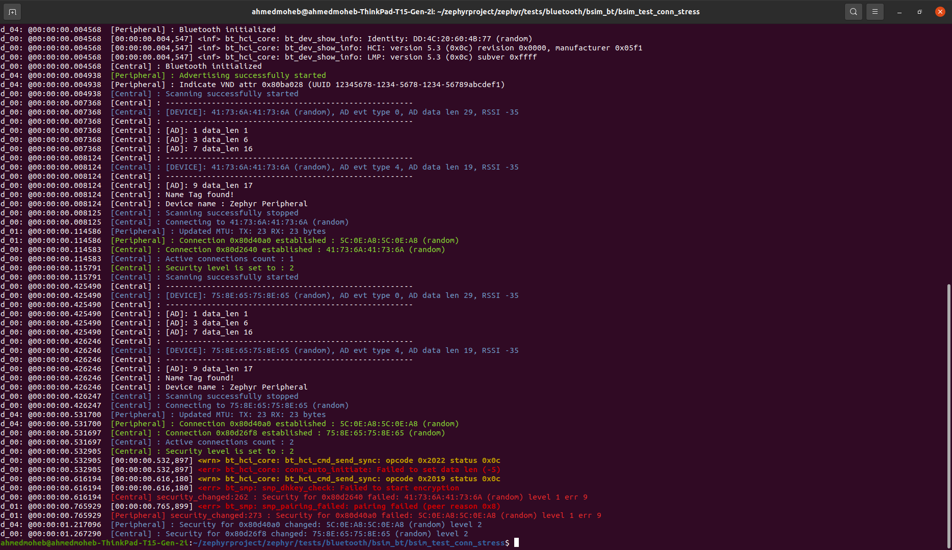 Bluetooth Failed To Set Security Level For The Second Connection · Issue 53046 · Zephyrproject 