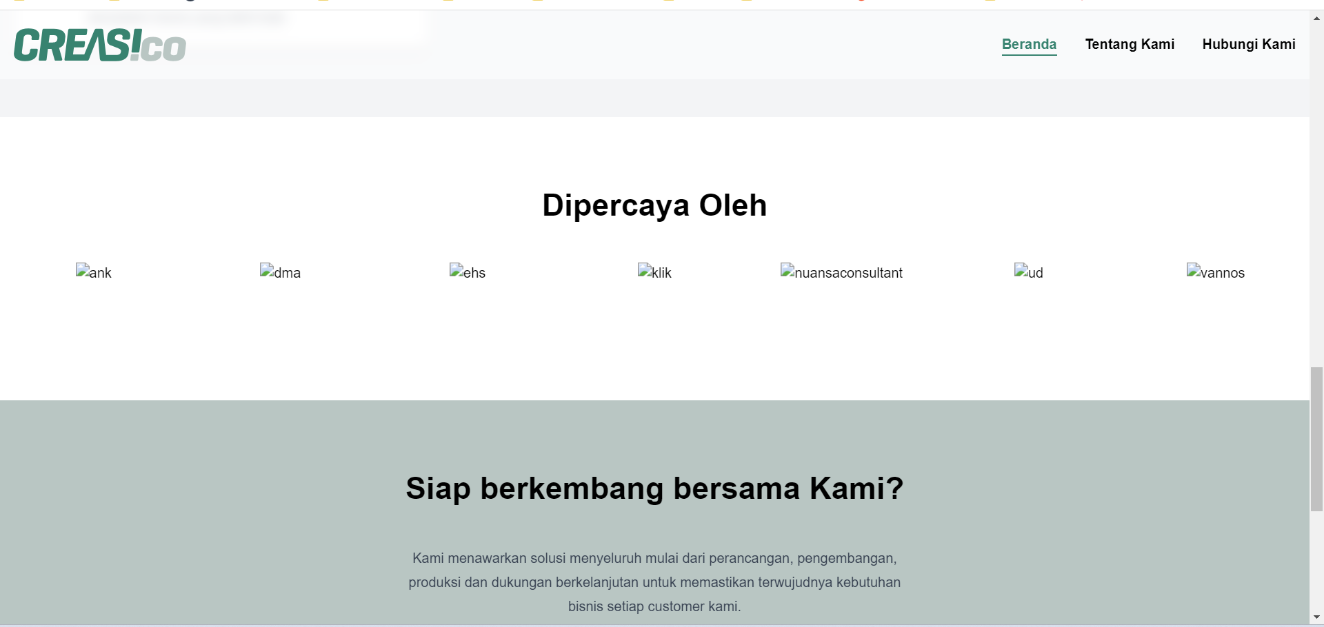 Penyesuaian Tampilan Home section "Dipercaya Oleh" · Issue #10 · creasico/creasico.github.io ...