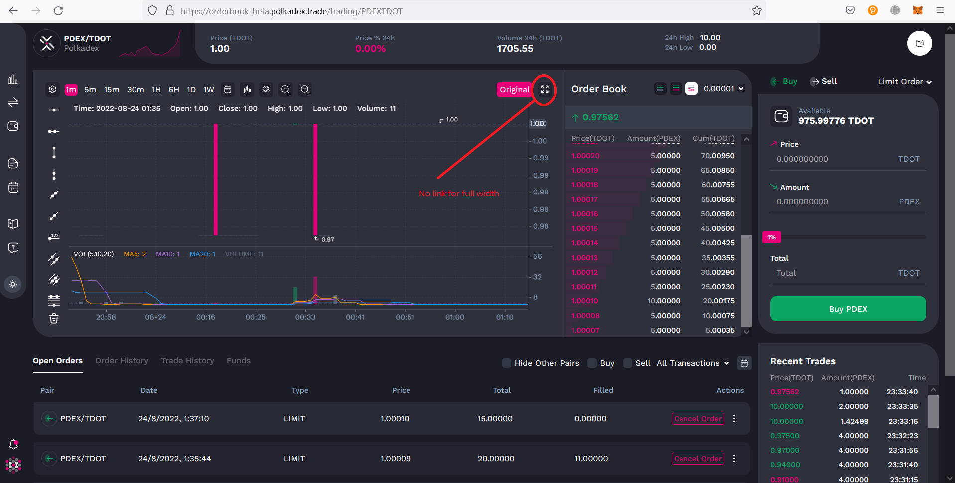 Full width chart not working · Issue #227 · Polkadex-Substrate/Polkadex-Open-Beta · GitHub