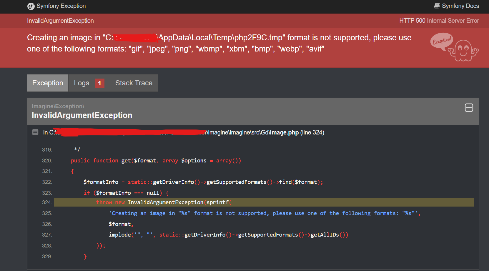 Error When File Is Coming From Temp Directory Creating An Image In Cuserstempphpa6b2