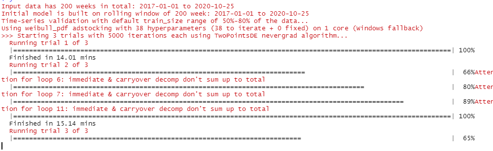 Warning while training : "Attention for loop 6: immediate & carryover decomp don't sum up to ...