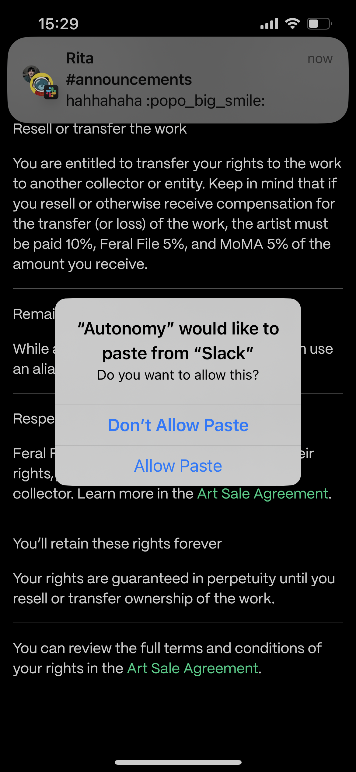 Postcard - Sometime, the Au app always ask user to paste the copy text when opening the postcard ...