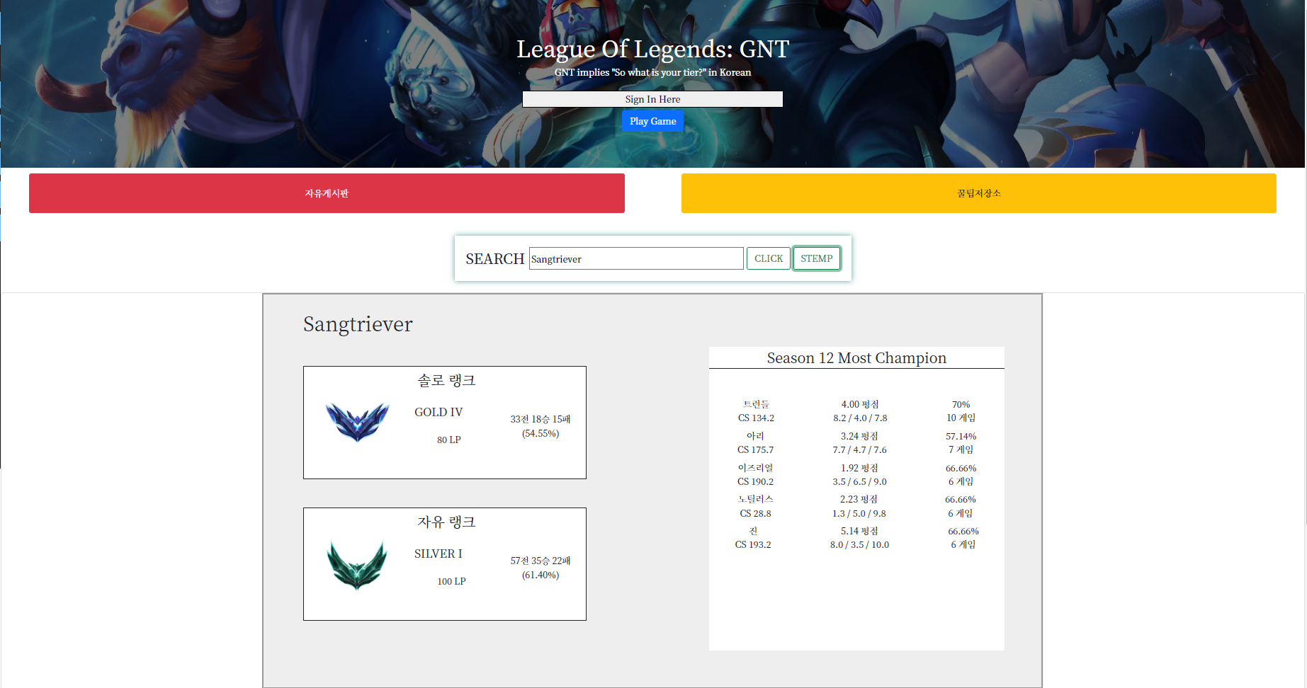 GitHub - Sangtriever/WhatIsYourTier: WhatIsYourTier (그래서 님 티어 어디?) 팀 프로젝트 입니다.