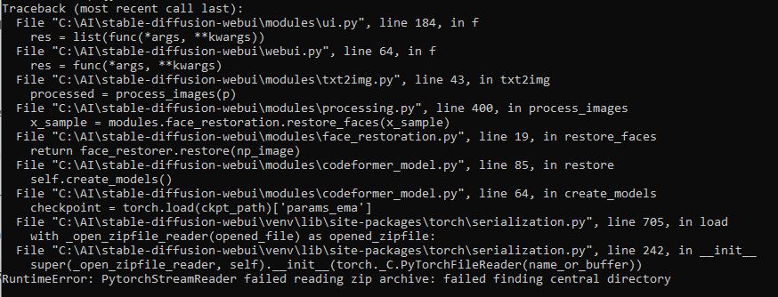 Failed to find central directory · Issue #1859 · AUTOMATIC1111/stable-diffusion-webui · GitHub