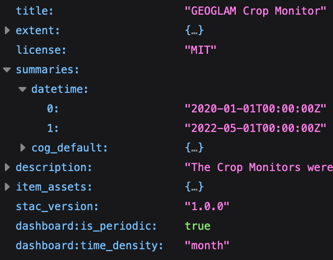 Change GEOGLAM collection to non-periodic · Issue #221 · NASA-IMPACT ...