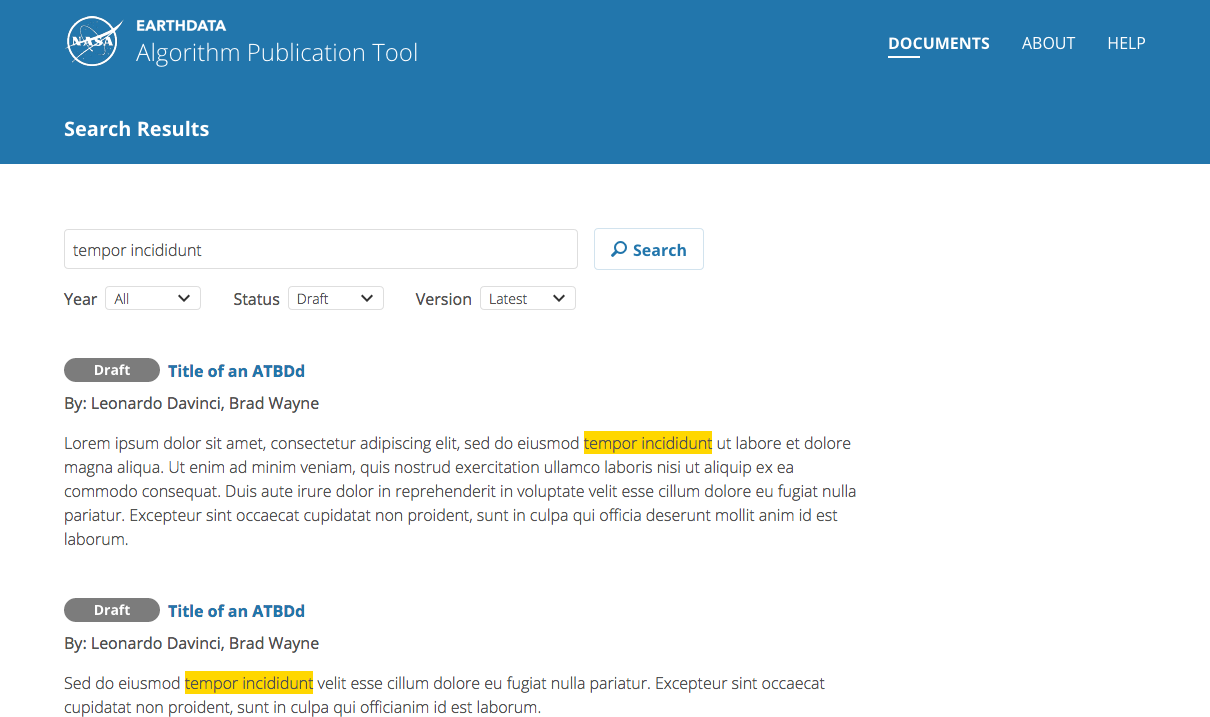Document search · Issue #236 · NASA-IMPACT/nasa-apt · GitHub
