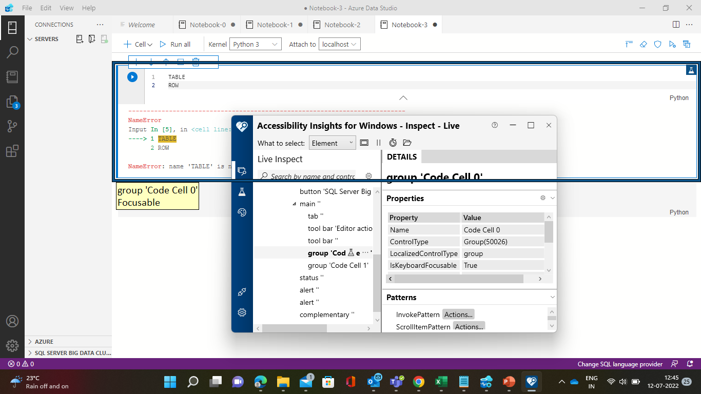 A11y_SQLAzureDataStudio_Notebook_Create new notebook_AI4D: The control type of editor is set as ...