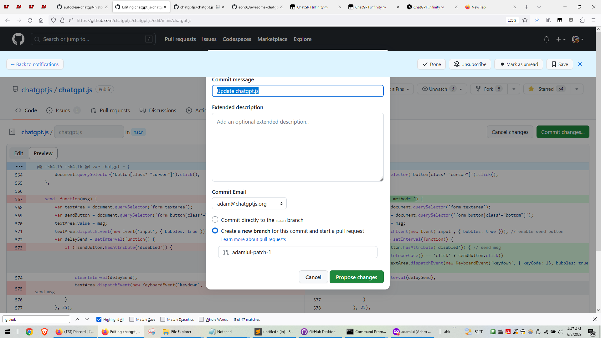 Notifications Bar Overlaps New Commit Prompt · Community · Discussion 57017 · Github