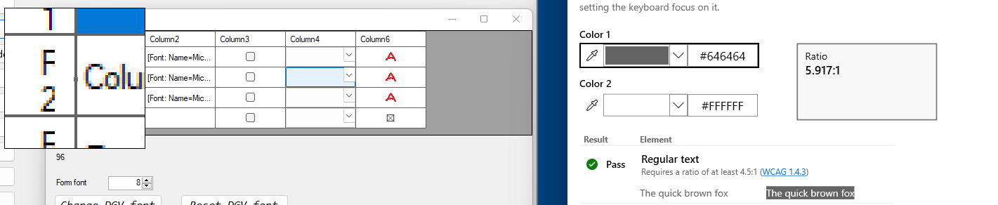 MAS 1.4.11: Luminosity contrast ratio of the divider lines of the DataGridView control are less ...