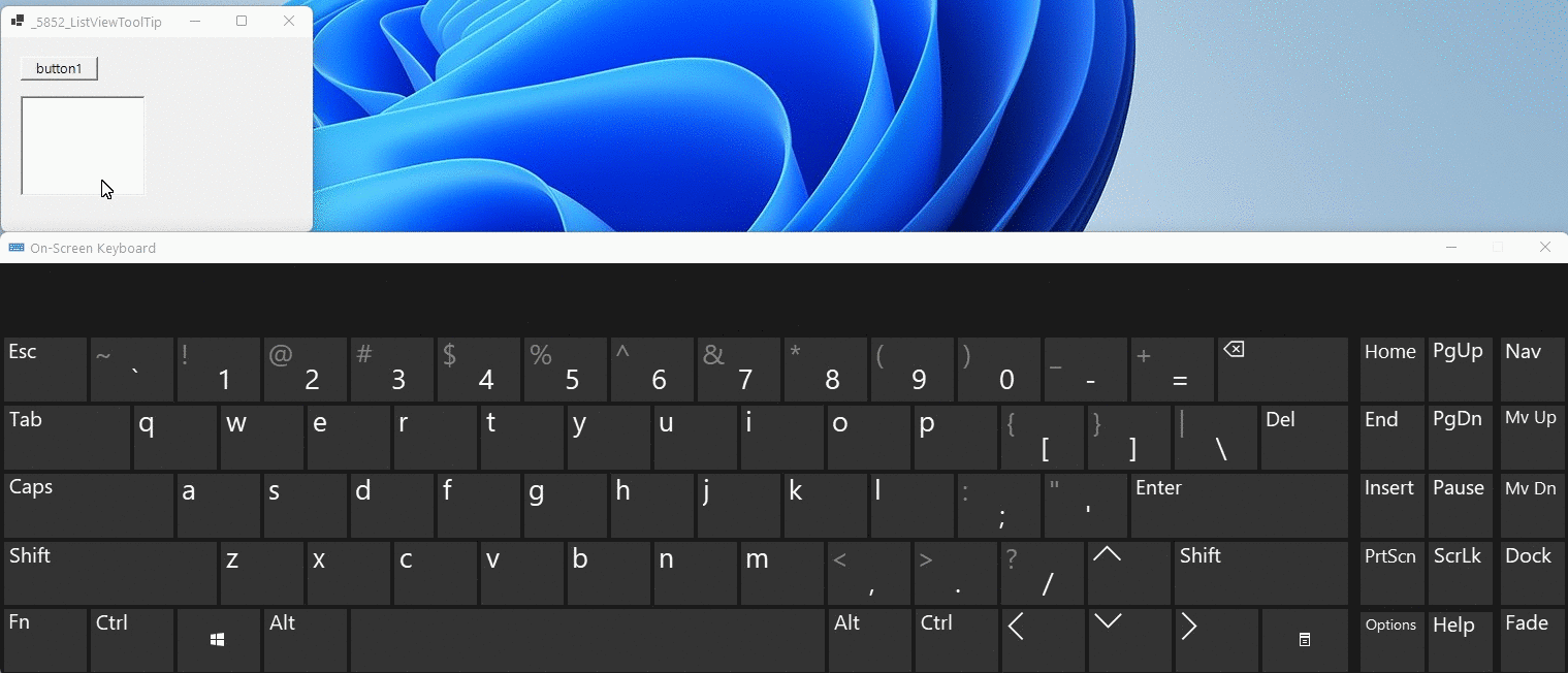 When Autopopdelay Is The Custom Value The Keyboard Tooltip For Listview Control Is Disappearing