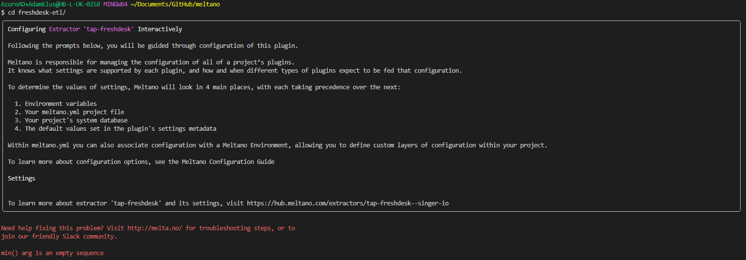 Bug Cant Configure Freshdesk Tap · Issue 6890 · Meltanomeltano · Github