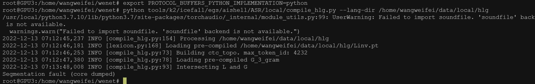 Segmentation fault (core dumped) · Issue #759 · k2-fsa/icefall · GitHub