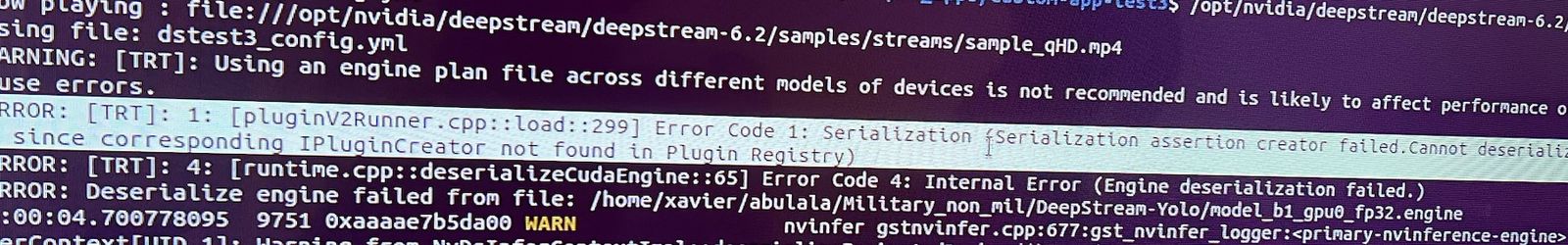 Deserialization failed with a custom fp32 engine model . · Issue #363 ...