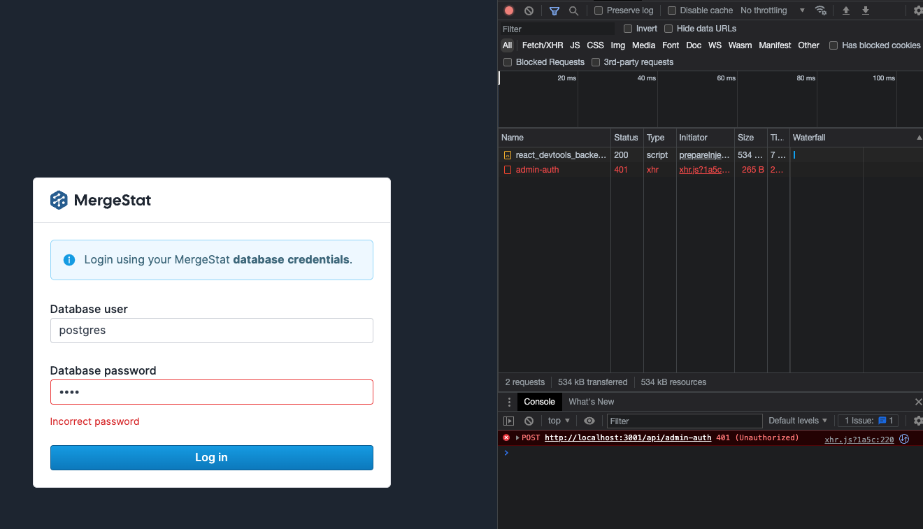 Auth Error When Password Is Incorrect · Issue 609 · Mergestat Mergestat · Github