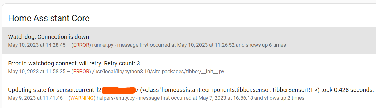 Tibber integration losses his connection and does not get it back · Issue #89235 · home ...