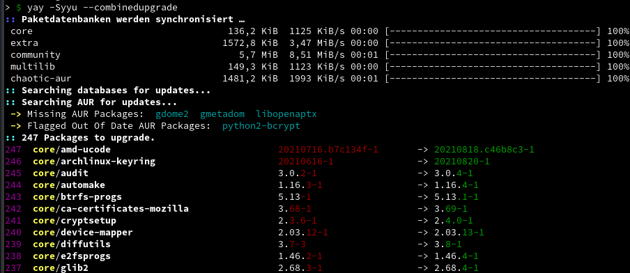 output for --combinedupgrade like in yay · Issue #521 · Morganamilo ...