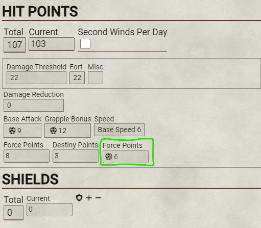 (Enhancement) Add Force point use button · Issue #407 · kypvalanx ...