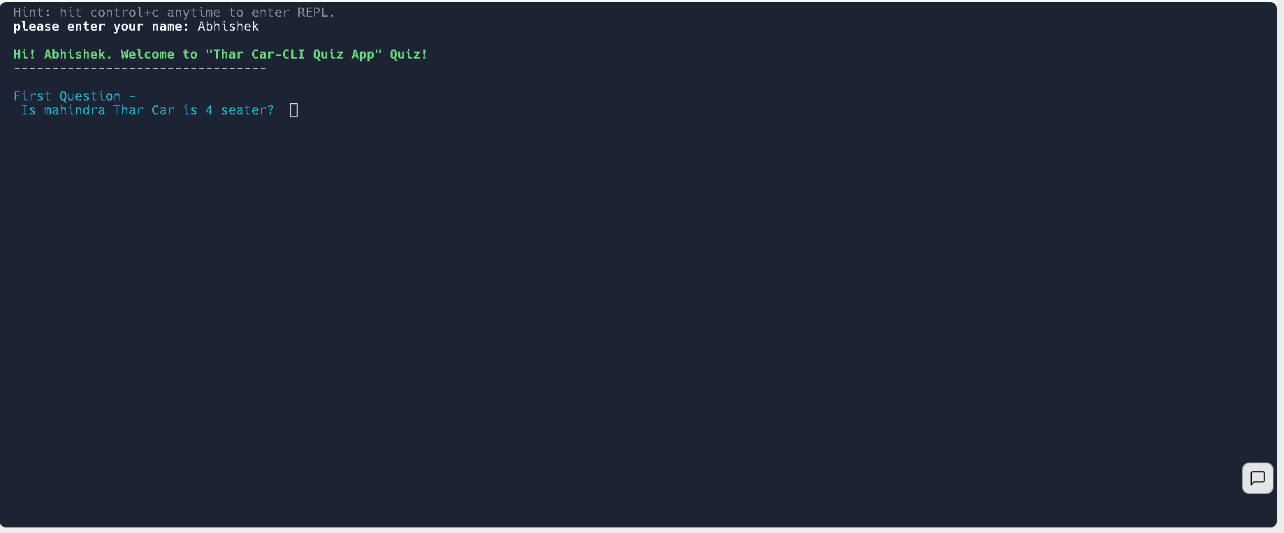 GitHub - abhishek72340/MARK-2-Thar-Car-CLI--Quiz-App