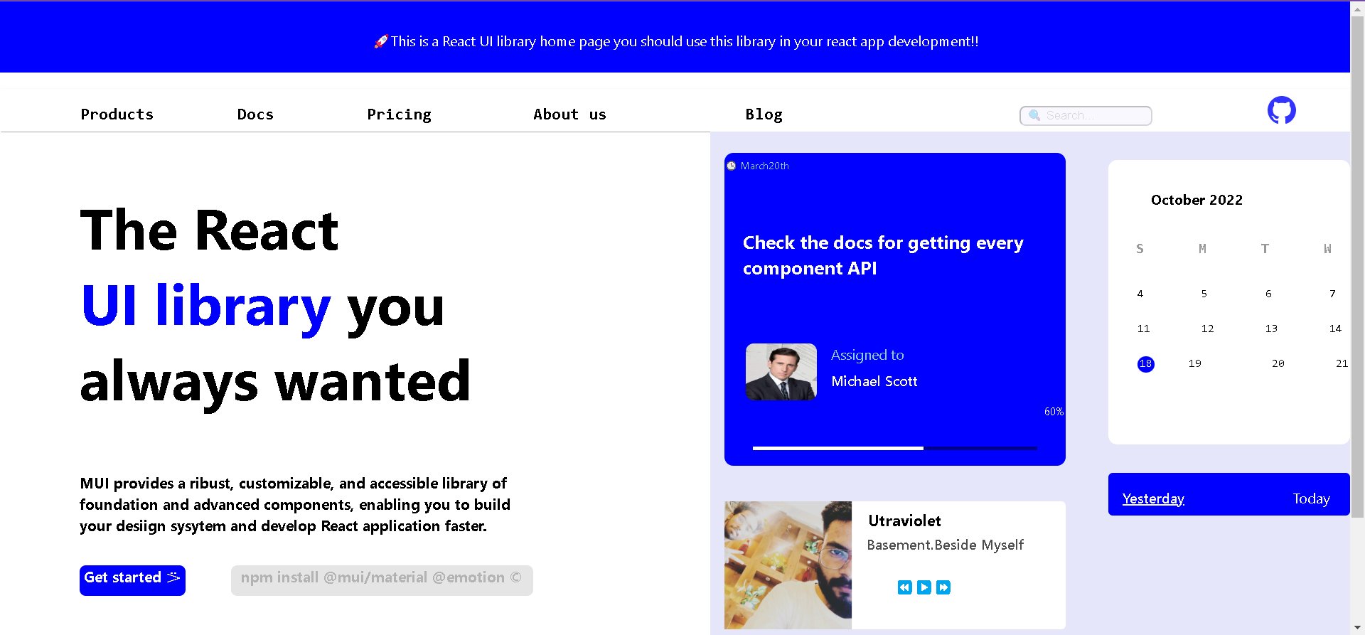 GitHub - abhishek72340/React-UI-library-Webpage