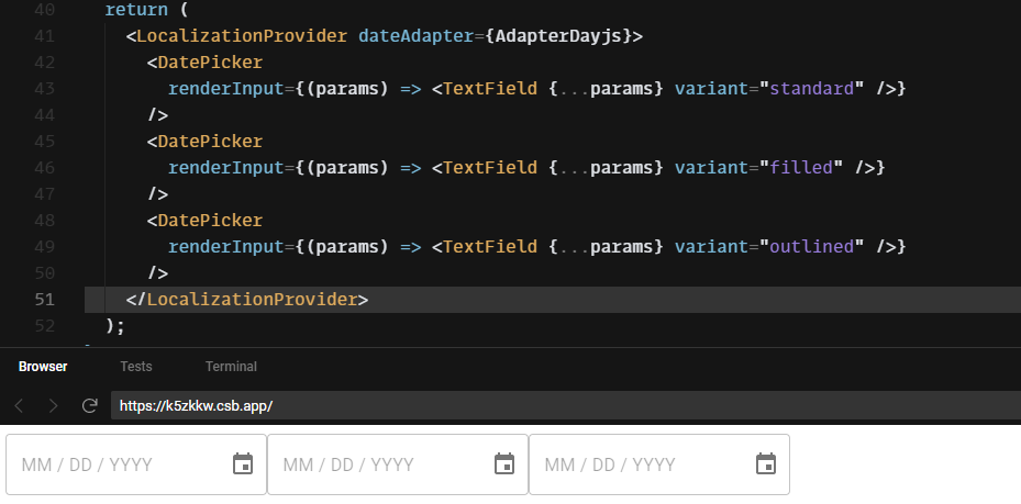 [pickers] `renderInput` not working on v6 (should have a warning) · Issue #8176 · mui/mui-x · GitHub