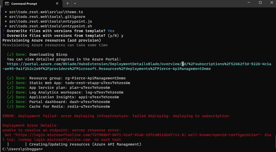 `unable To Resolve An Endpoint Server Response Error` When Running Azd Up · Issue 1591 · Azure 6559