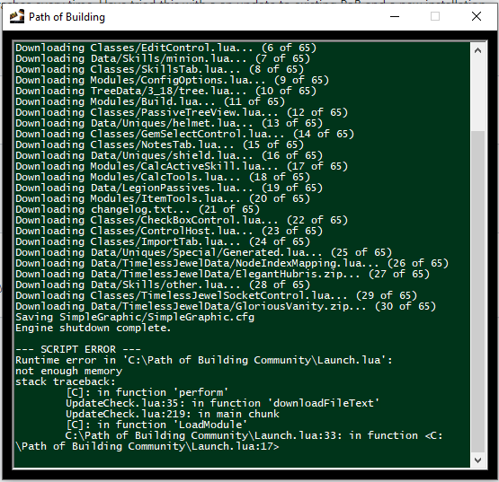 Script error on update/install · Issue #4561 · PathOfBuildingCommunity/PathOfBuilding · GitHub